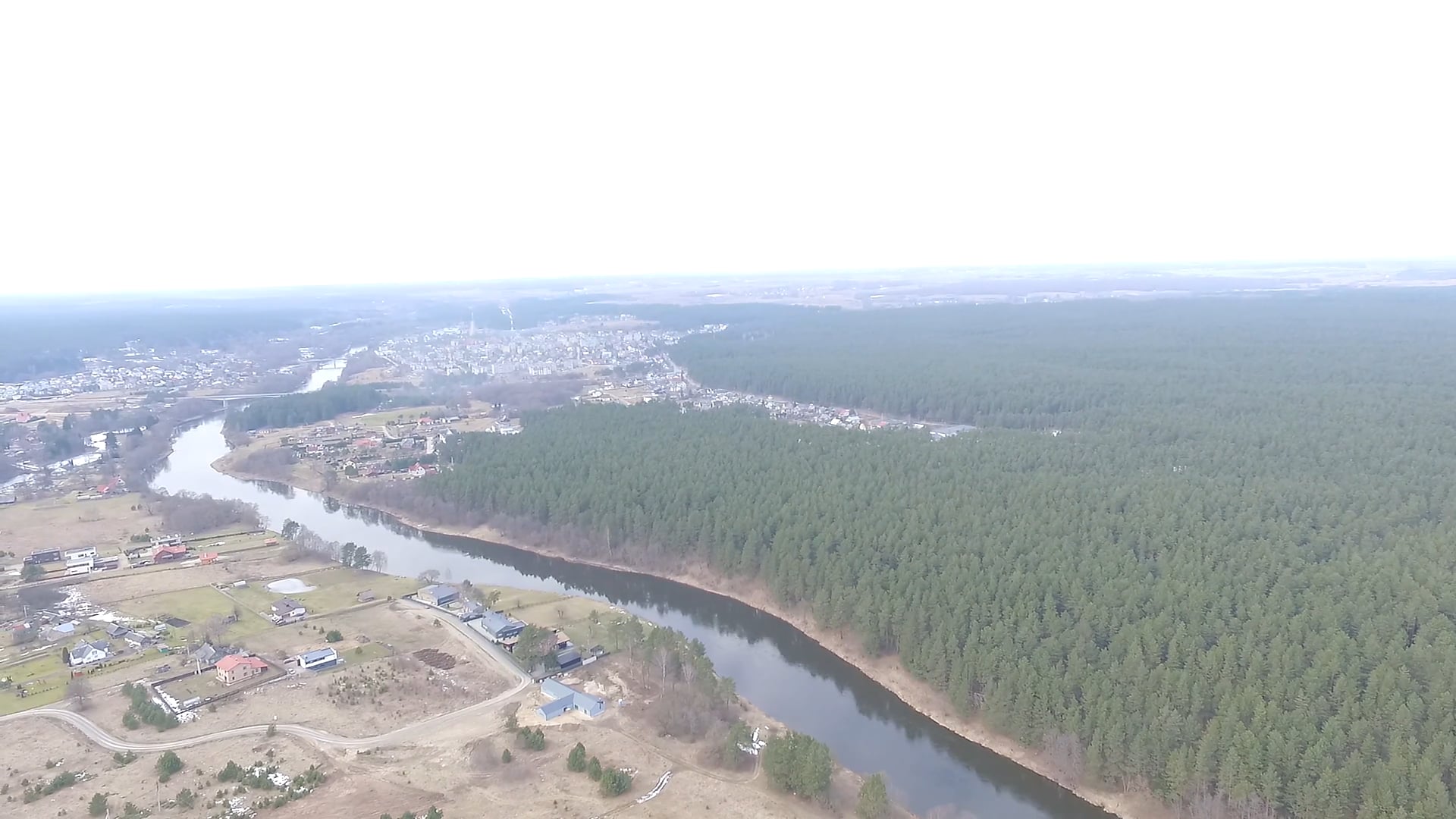 Panorama Over Little Town Near Forest HD Free Stock Video Footage